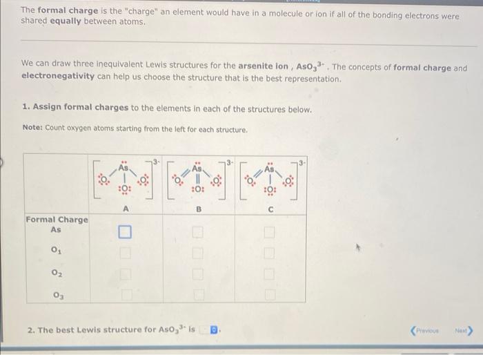 Solved The formal charge is the "charge" an element would | Chegg.com