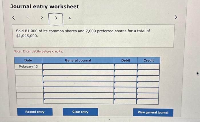 Solved Journal entry worksheet Sold 2 million common shares, | Chegg.com