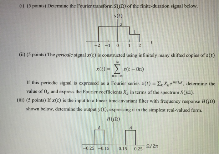 Solved (i) (5 points) Determine the Fourier transform S(2) | Chegg.com