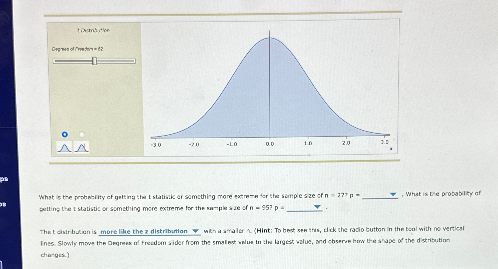 Solved What is the probability of getting the t ﻿statistic | Chegg.com