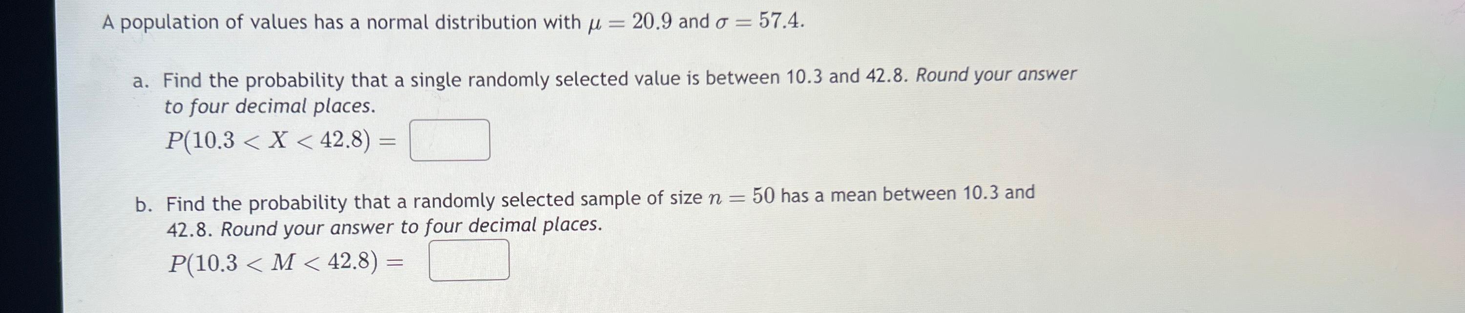 Solved A population of values has a normal distribution with | Chegg.com