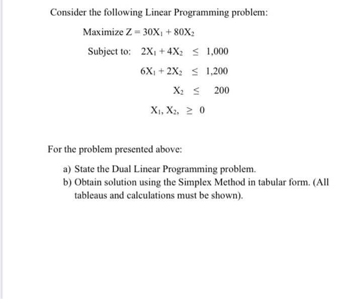 Solved Consider the following Linear Programming problem: | Chegg.com