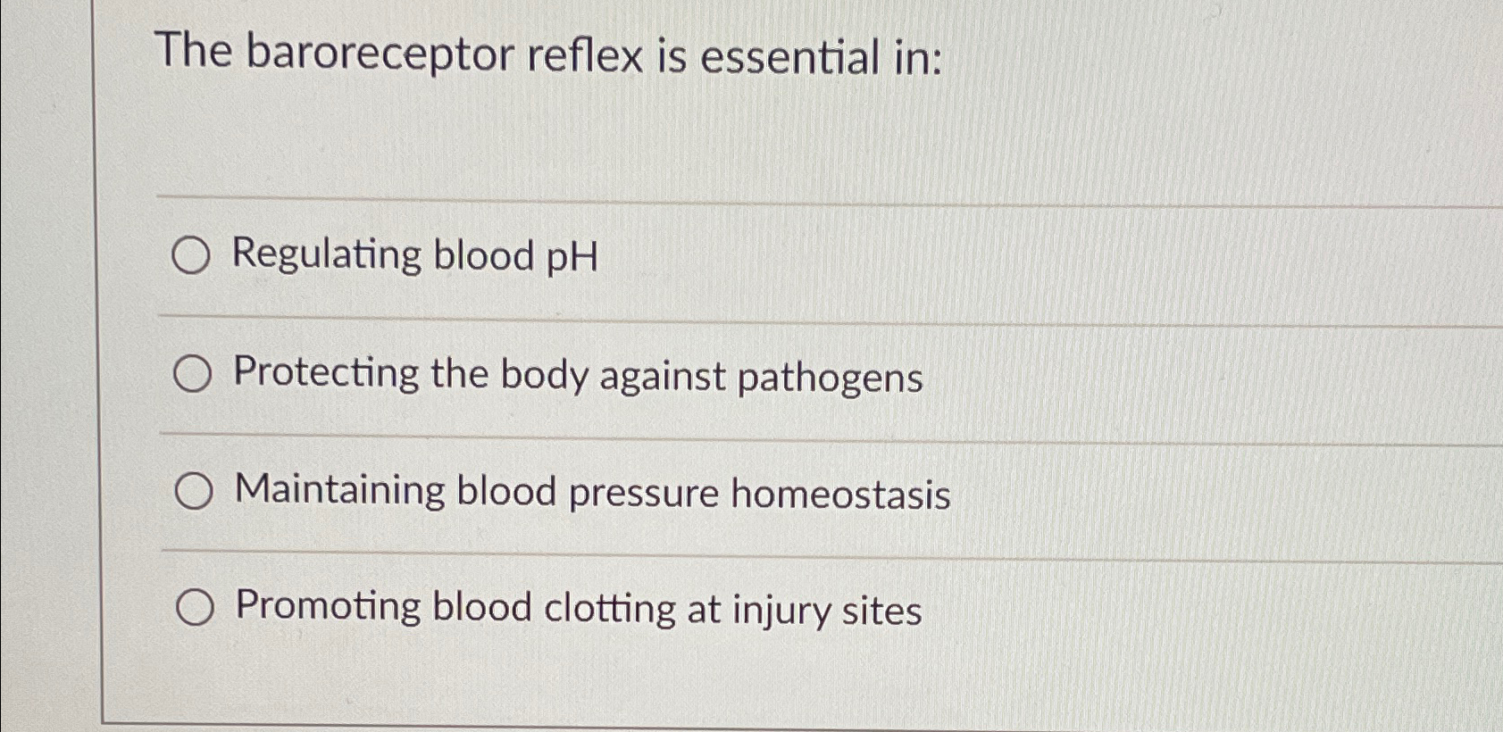 Solved The baroreceptor reflex is essential in:q,Regulating | Chegg.com