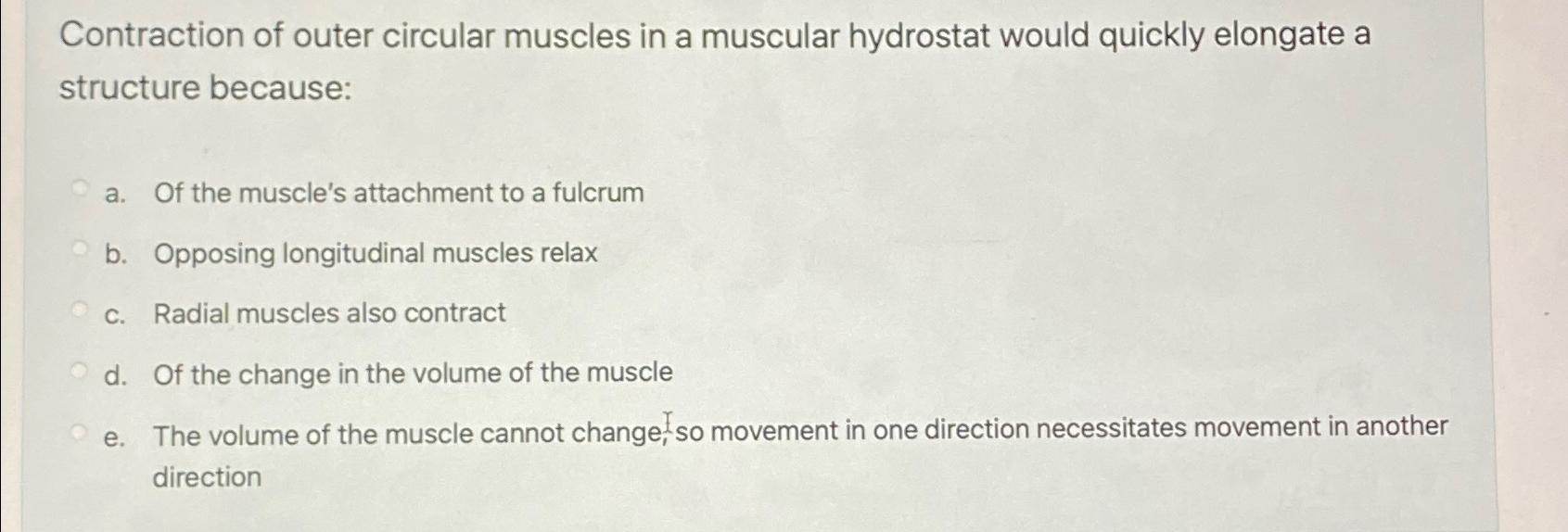 Solved Contraction of outer circular muscles in a muscular | Chegg.com
