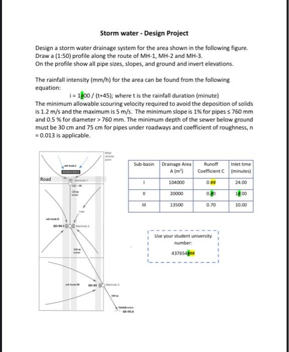 Storm water-Design Project Design a storm water | Chegg.com