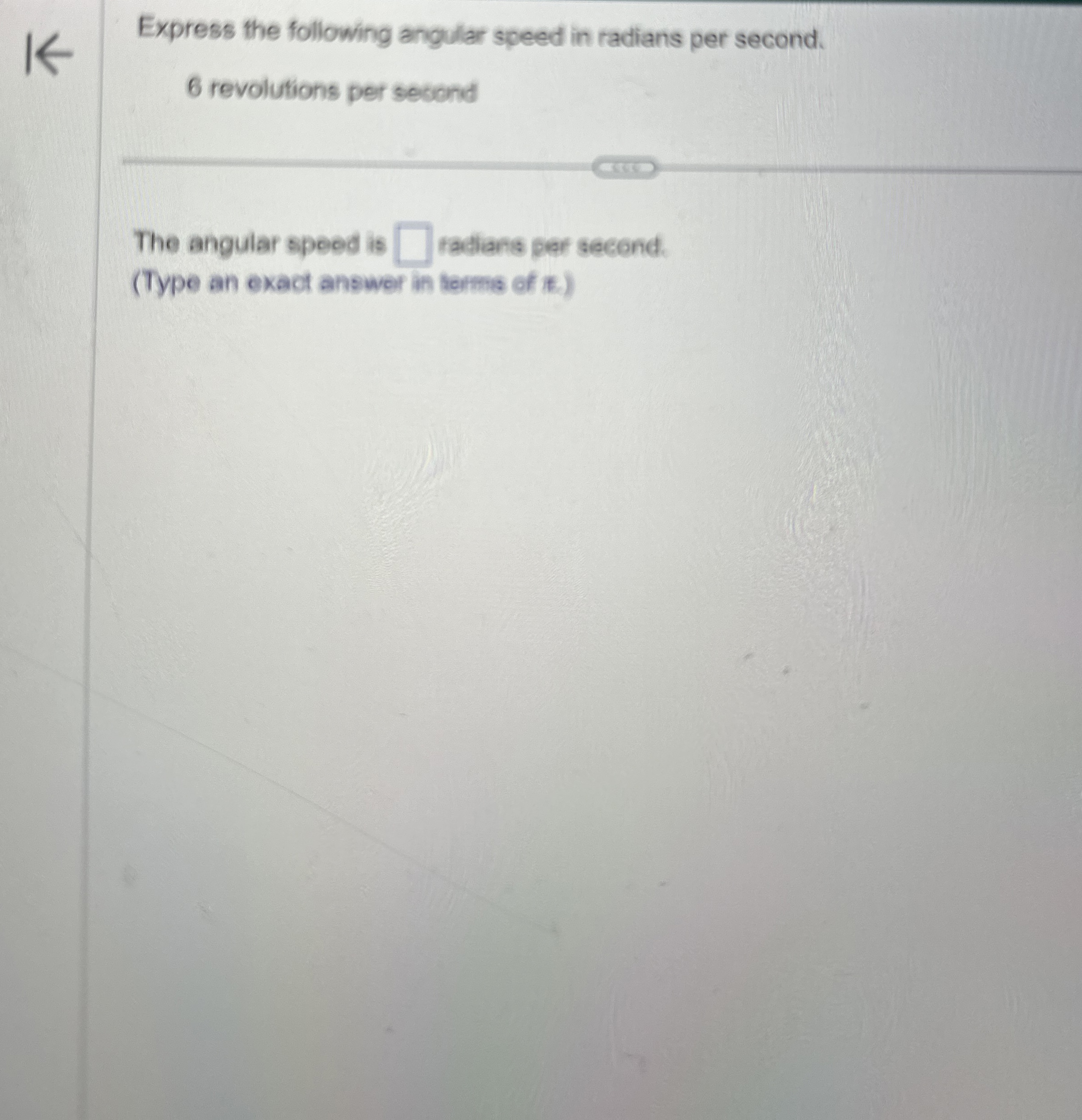 Solved Express the following angular speed in radians per | Chegg.com