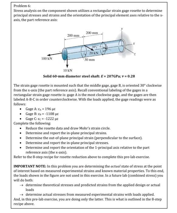 Solved Problem 6: Stress analysis on the component shown | Chegg.com
