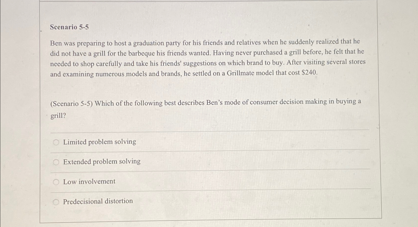 Solved Scenario 5-5Ben was preparing to host a graduation | Chegg.com
