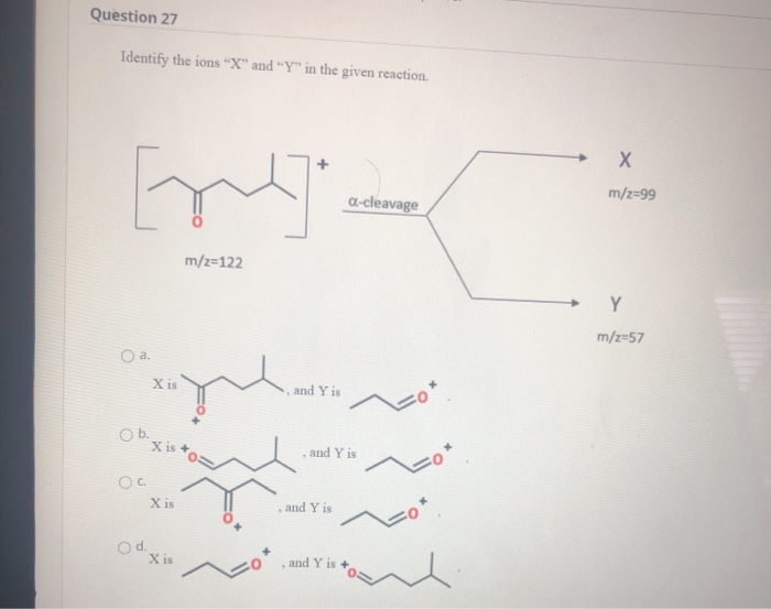 Solved Question 27 Identify the ions "X" and "Y" in the | Chegg.com