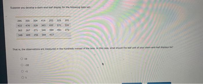 Solved 11. Exploratory data analysis - The stem-and-leaf | Chegg.com