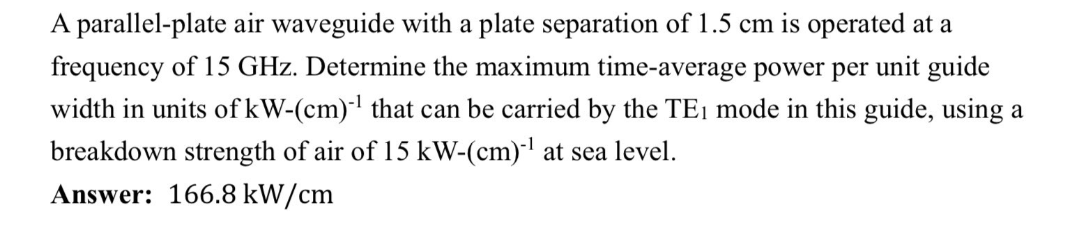 Solved A parallel-plate air waveguide with a plate | Chegg.com