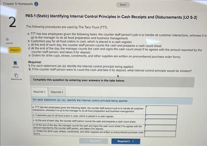 PA5-1 (Static) Identifying Internal Control | Chegg.com