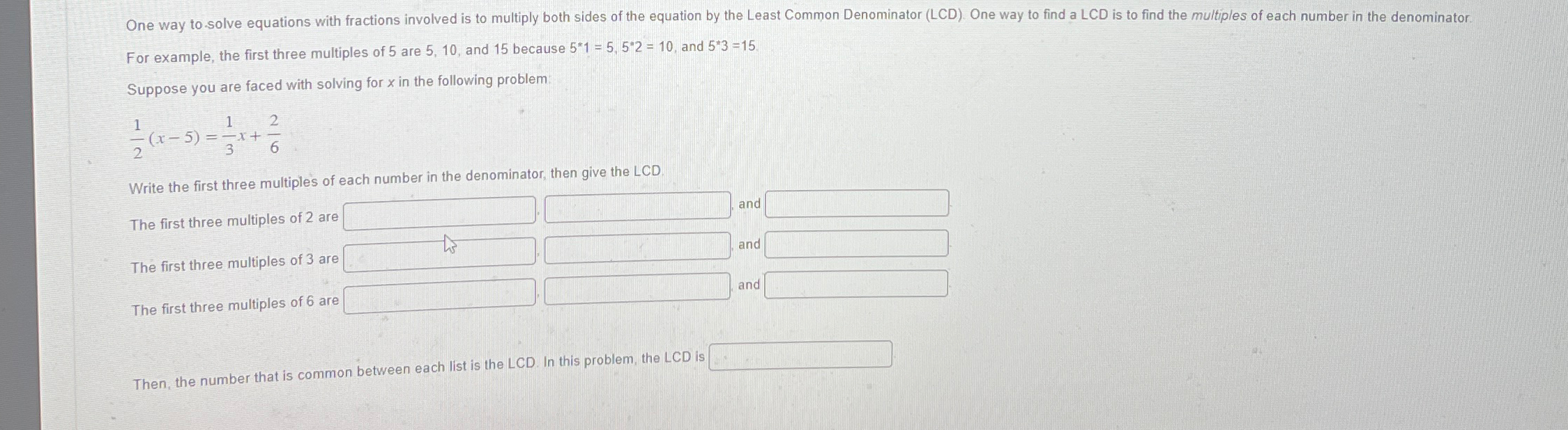 Solved For example, the first three multiples of 5 ﻿are | Chegg.com