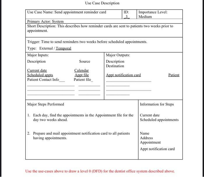 Use Case Description Use Case Name: Send appointment | Chegg.com