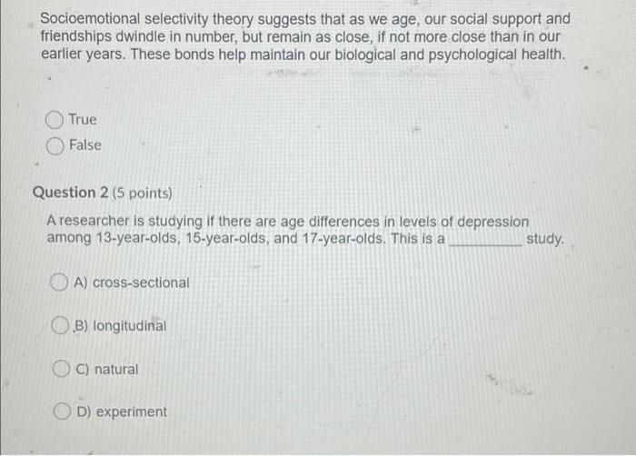 Solved Socioemotional selectivity theory suggests that as we | Chegg.com