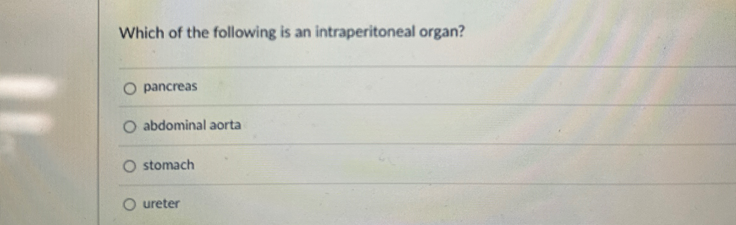 Solved Which of the following is an intraperitoneal | Chegg.com