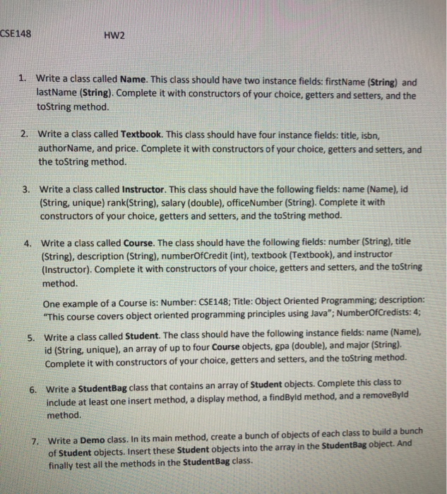 Solved CSE 148 HW2 1. Write a class called Name. This class | Chegg.com