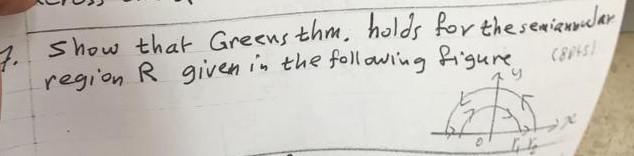 Solved 7. Show that Greens thm, holds for the semiannular | Chegg.com