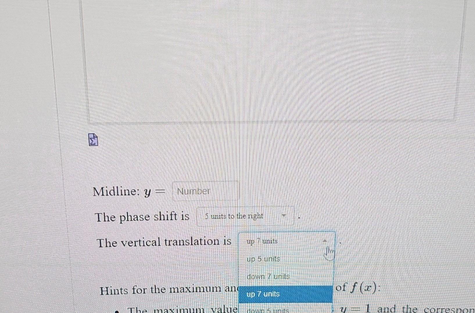 Solved y=Consider the function f(x)=3sin(4π(x−5))+7. State | Chegg.com