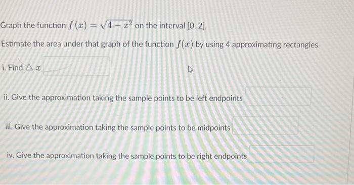 Solved Graph the function f(x)=4−x2 on the interval [0,2]. | Chegg.com