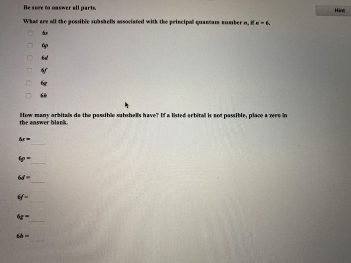 Solved Be sure to answer all parts. Hint What are all the | Chegg.com