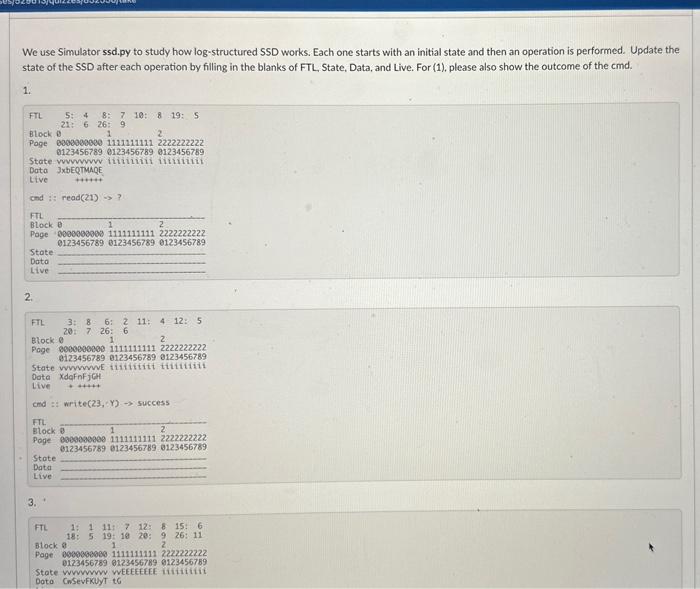 We use Simulator ssd.py to study how log-structured | Chegg.com