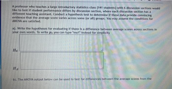 Solved A professor who teaches a large introductory | Chegg.com