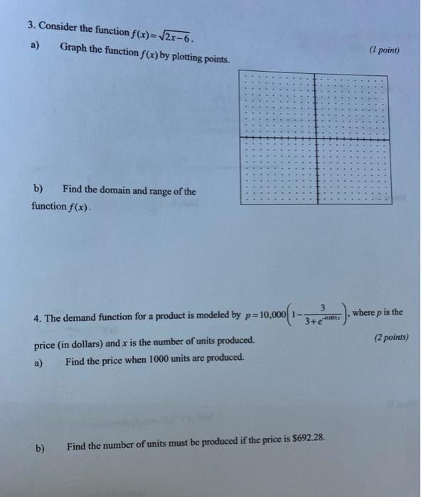 Solved 3. Consider the function f(x)=2x-6. a) Graph the | Chegg.com