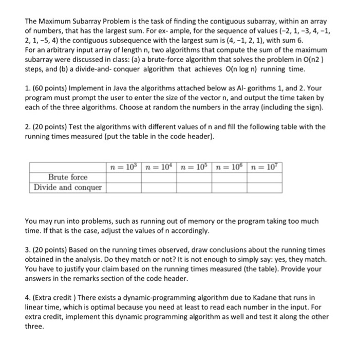  Solved Maximum Subarray Problem Task Finding Contiguous Subarray 