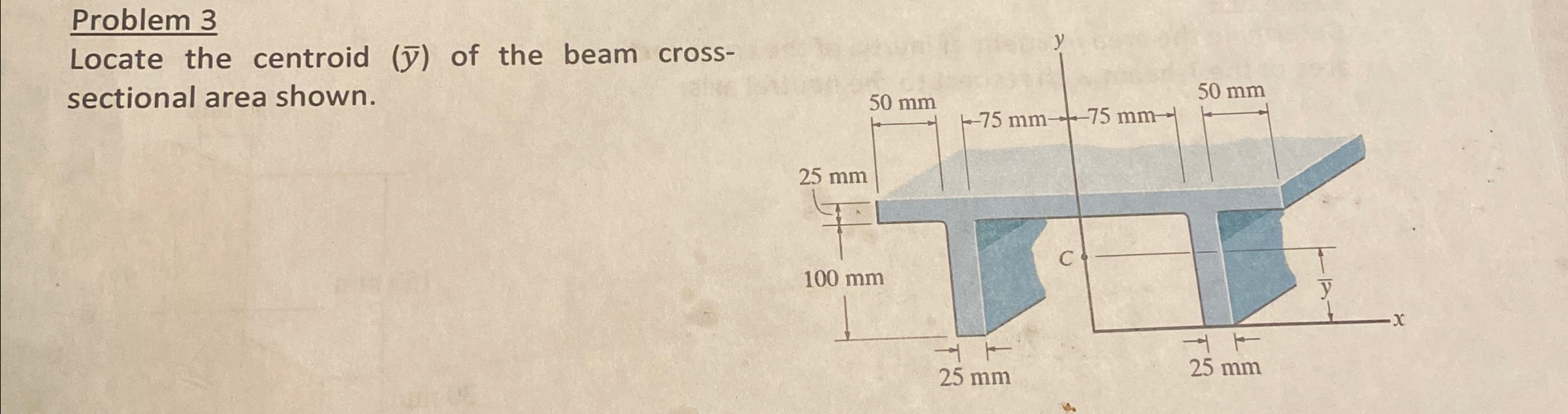 Solved Problem 3Locate the centroid (?bar (y)) ﻿of the beam | Chegg.com