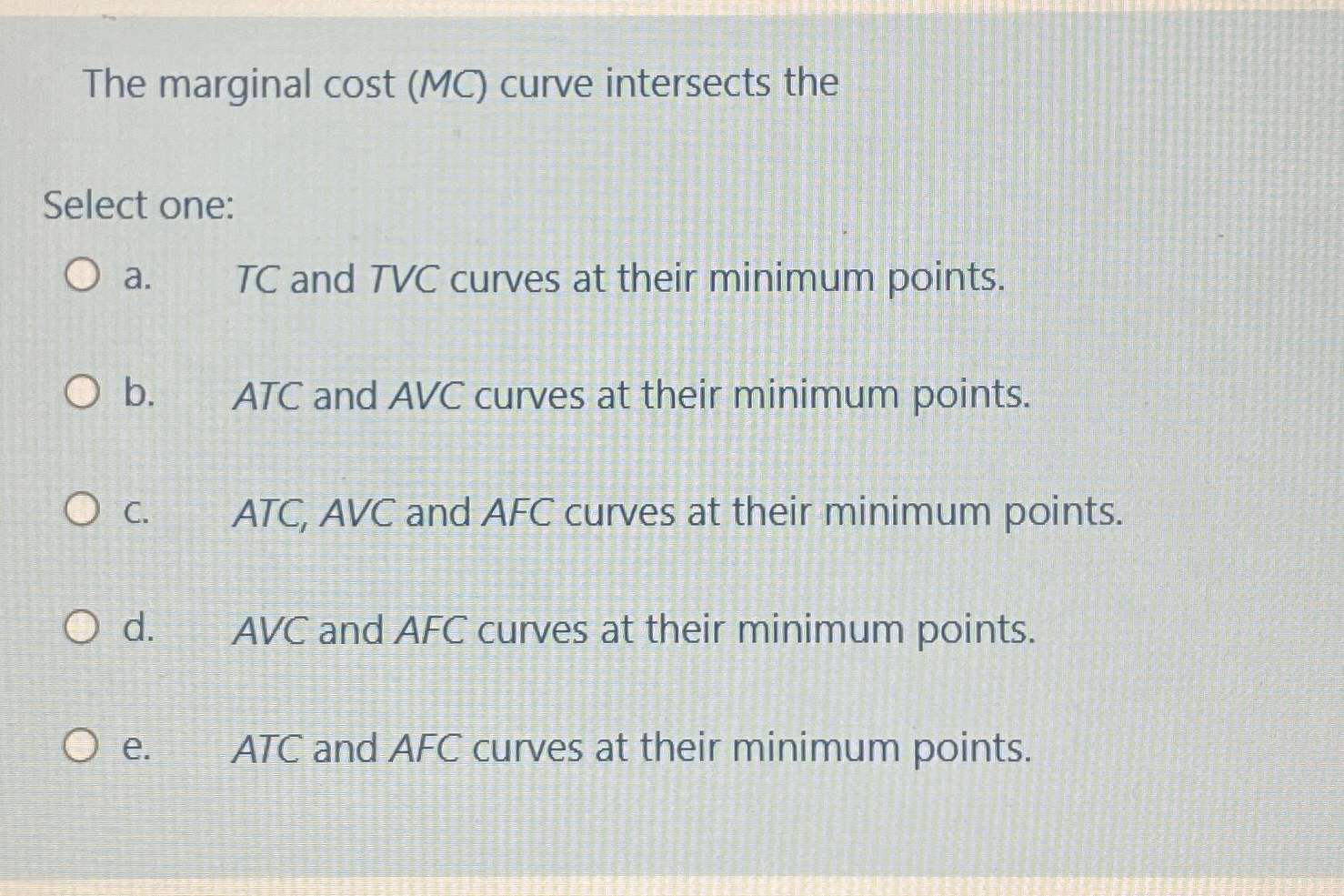 Solved The marginal cost (MC) ﻿curve intersects theSelect | Chegg.com