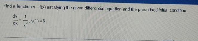 Solved Find a function y=f(x) ﻿satisfying the given | Chegg.com