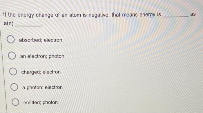 Solved If the energy change of an atom is negative, that | Chegg.com