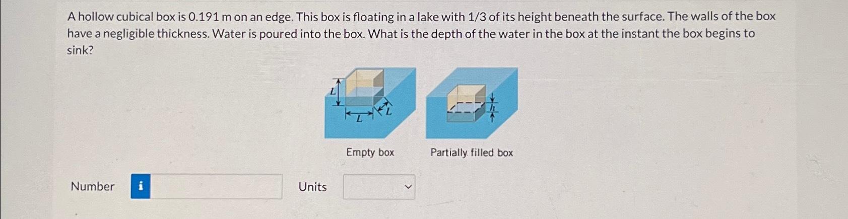 Solved A hollow cubical box is 0.191m ﻿on an edge. This box | Chegg.com