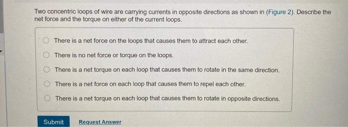 Solved Two concentric loops of wire are carrying currents in | Chegg.com