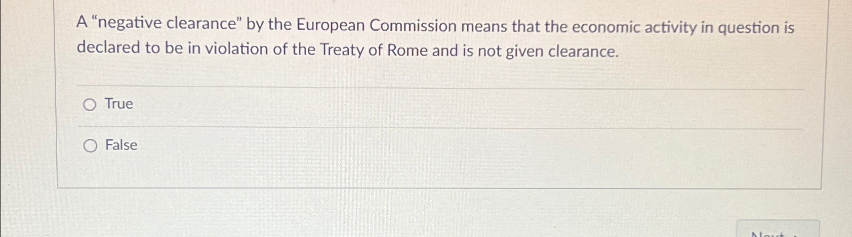 Solved A "negative clearance" by the European Commission | Chegg.com