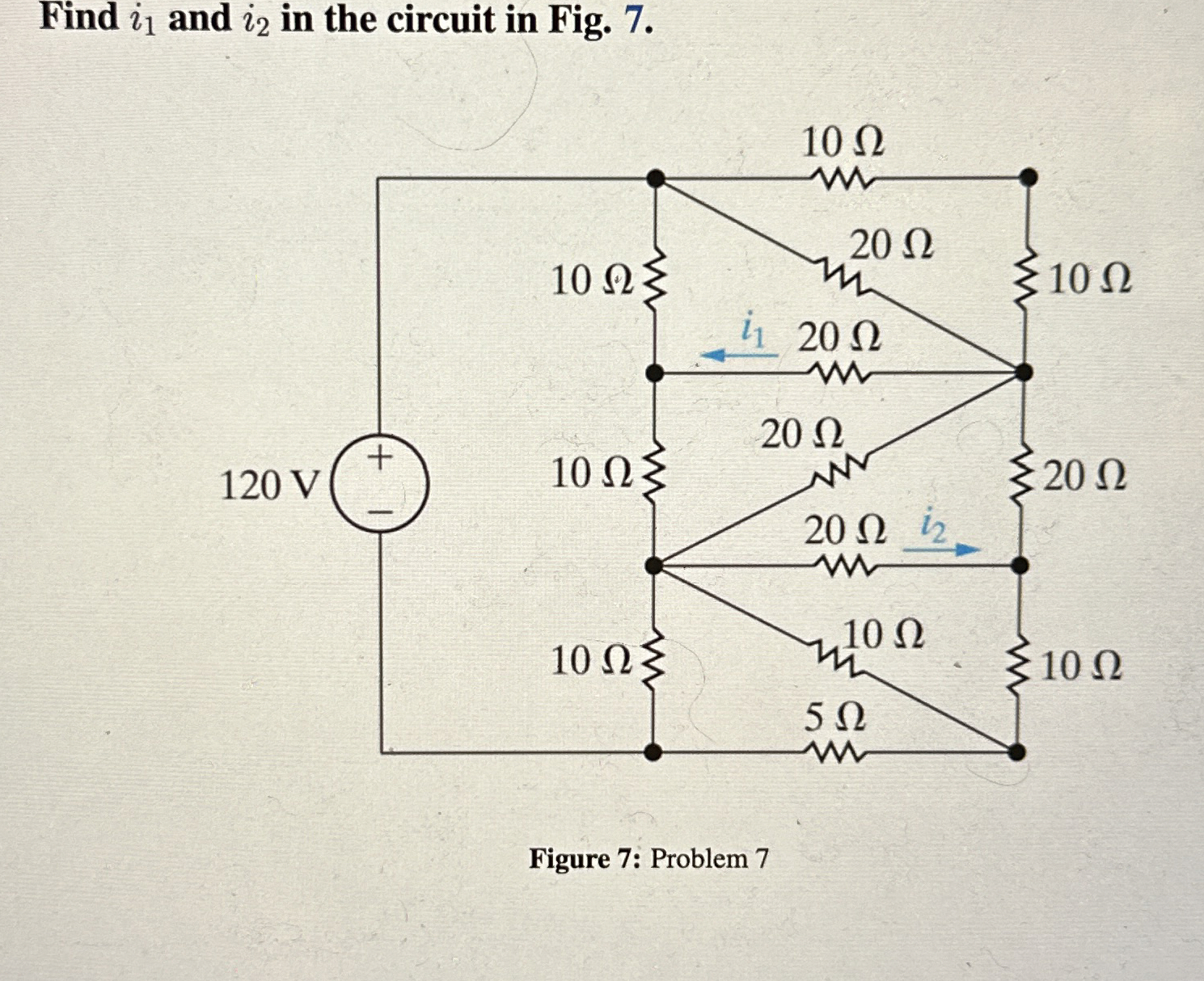 Solved Find i1 ﻿and i2 ﻿in the circuit in Fig. 7.Figure 7: | Chegg.com