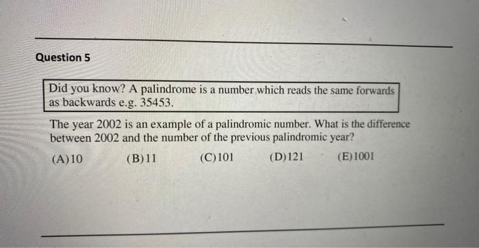 Solved Did you know? A palindrome is a number which reads | Chegg.com