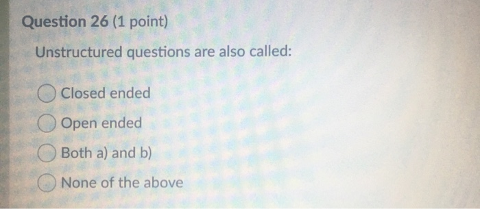 Solved Question 26 (1 point) Unstructured questions are also | Chegg.com