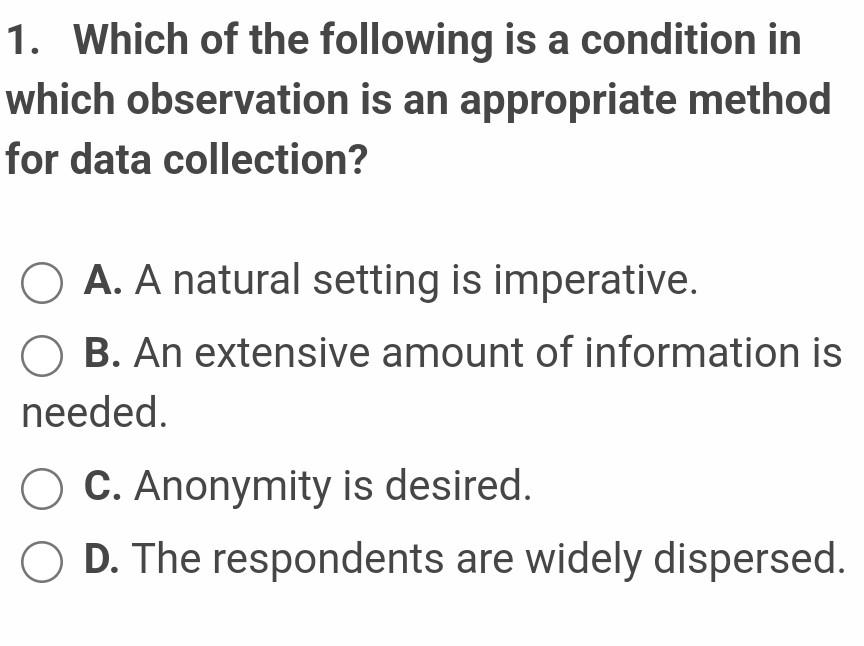 Solved 4. An intercept interview is likely to occur at a A. | Chegg.com