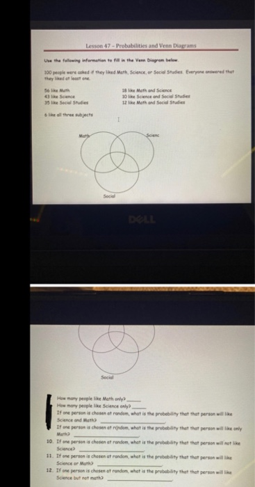 Solved Lesson 47 Probabilities And Venn Diagrams Use The Chegg