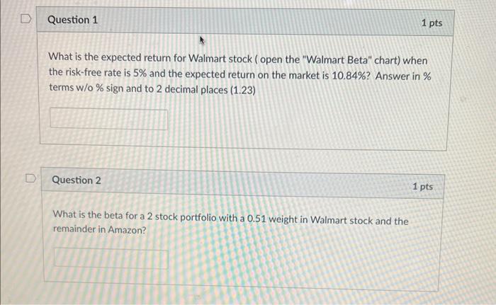 Solved What is the expected return for Walmart stock (open | Chegg.com