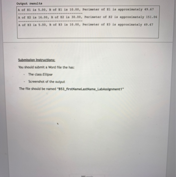 Solved the calss EllipseTest below is used to test another | Chegg.com