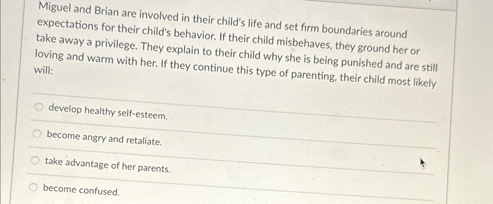Solved Miguel and Brian are involved in their child's life | Chegg.com