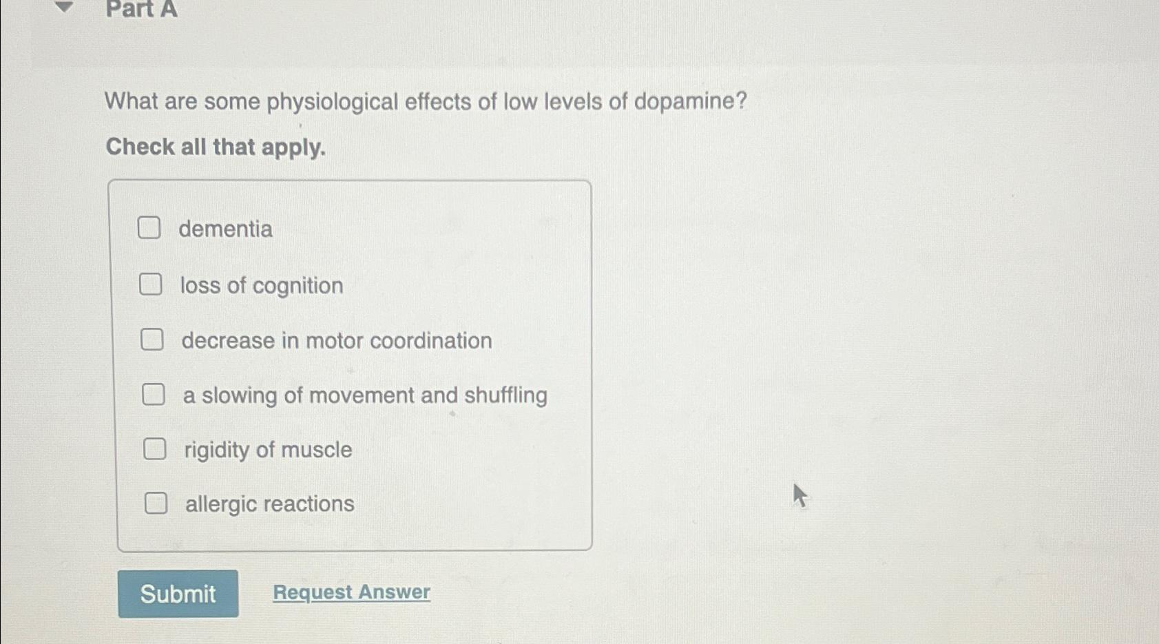 Solved Part AWhat are some physiological effects of low | Chegg.com