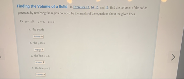 Solved Finding the Volume of a Solid In Exercises 13, 14, | Chegg.com