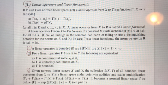 Solved 7L. Linear operators and linear functionals If X and | Chegg.com