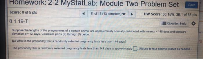Solved Homework: 2-2 MyStatLab: Module Two Problem Set Save | Chegg.com