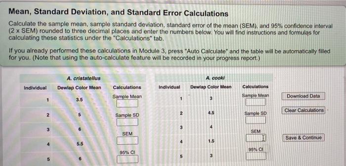 Solved Mean, Standard Deviation, and Standard Error | Chegg.com
