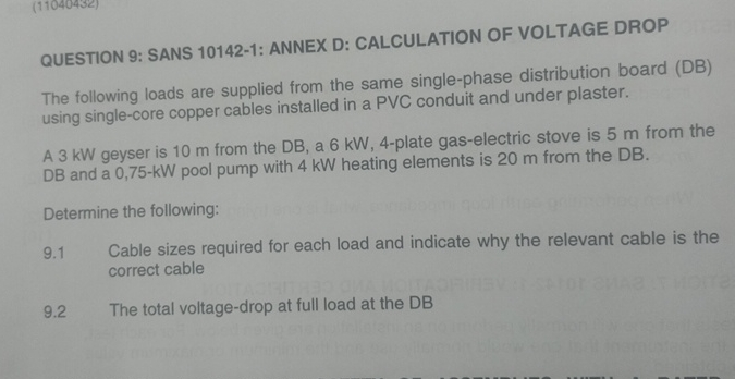 QUESTION 9: SANS 10142-1: ANNEX D: CALCULATION OF | Chegg.com